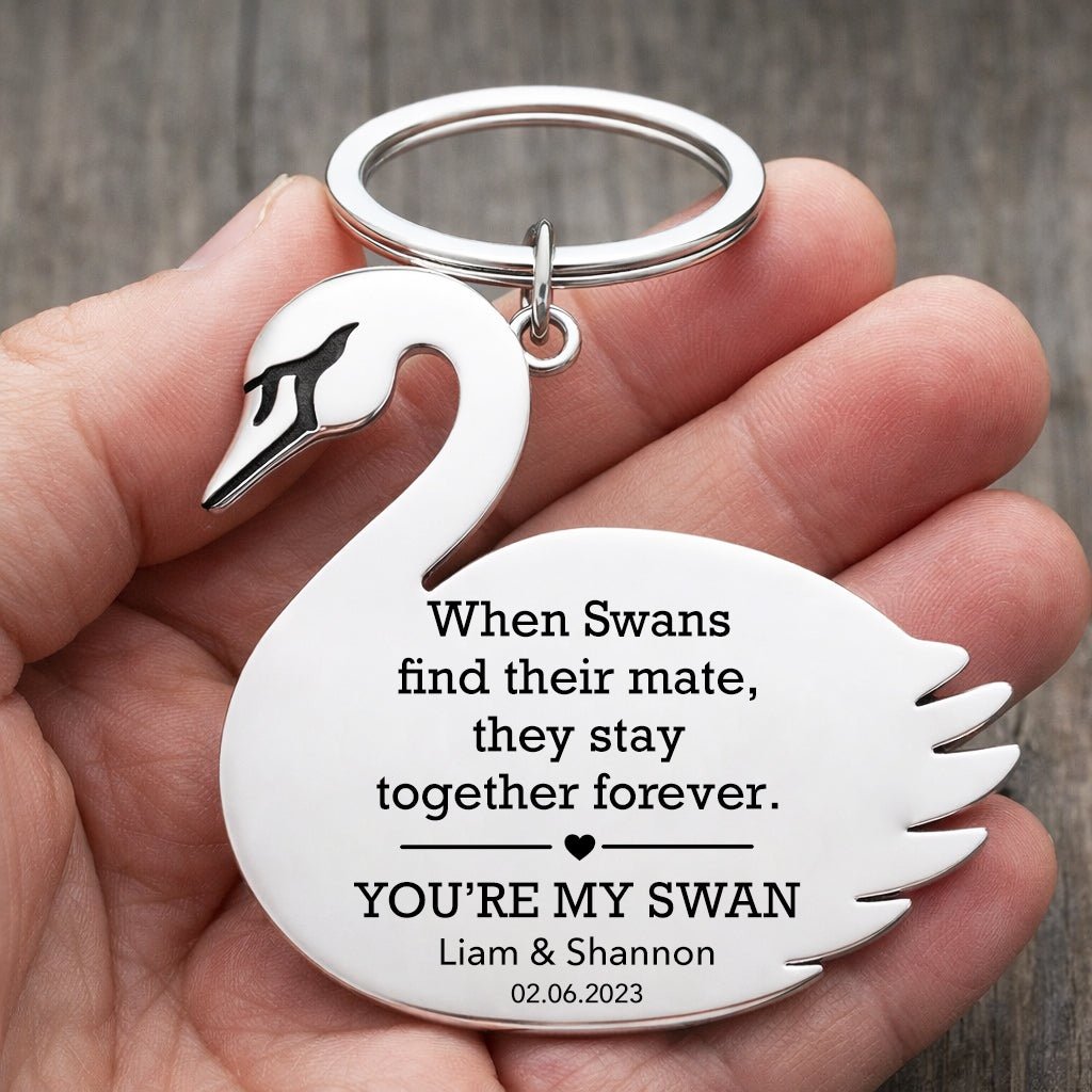 You're My Swan keychain - Anniversary Gift - UniqueThoughtful